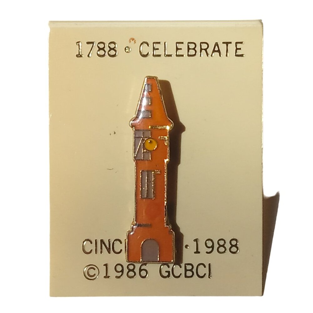 1988 Vintage Cincinnati Clock Tower Enamel Lapel Coll… - Gem